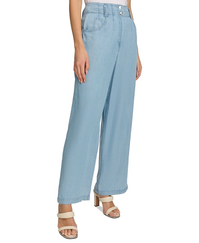 DKNY Women's Chambray Wide-Leg Pants - Macy's