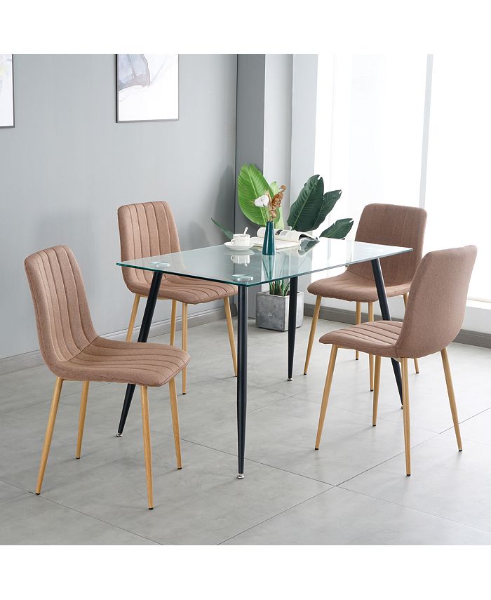Simplie Fun Modern brown cloth dining chair, Fabric Accent Upholstered ...