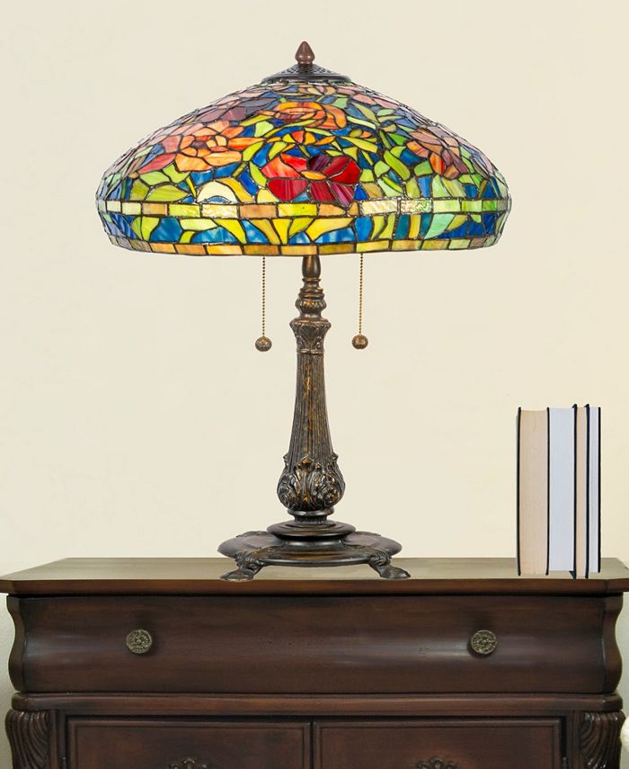 Dale Tiffany 27" Tall Red Peony Tiffany Style Table Lamp - Macy's