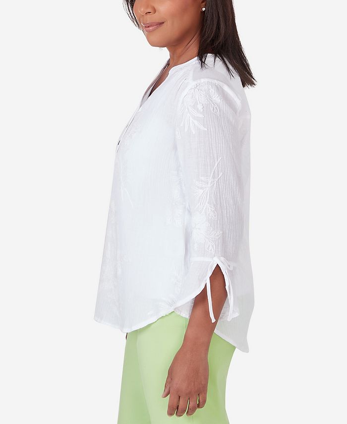 Alfred Dunner Women's Miami Beach Embroidered Floral Blouse Top - Macy's