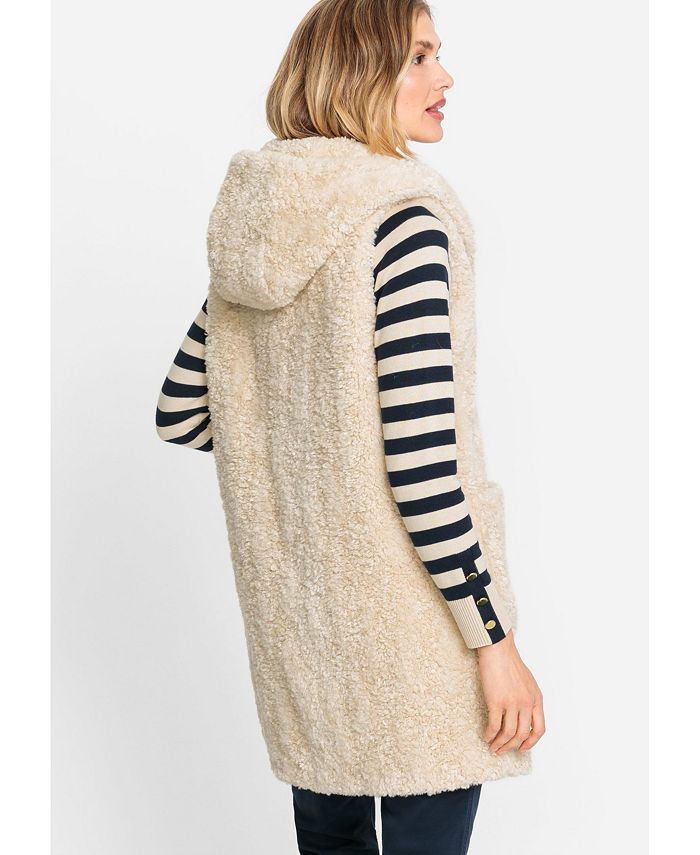 Olsen Long Line Teddy Vest with Hood - Macy's