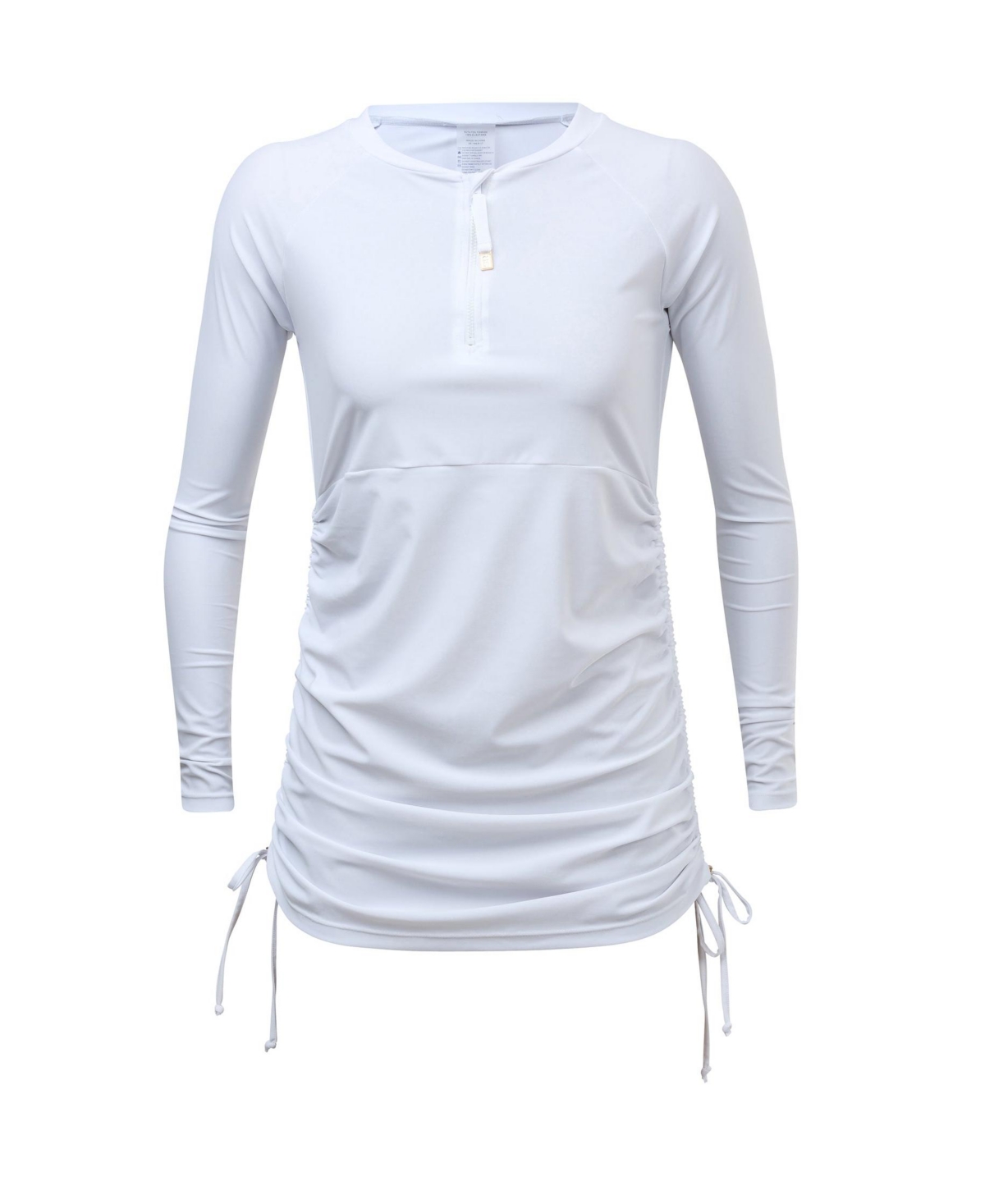 Click here for Ladies White Ruched Ls Swim Dress - White prices