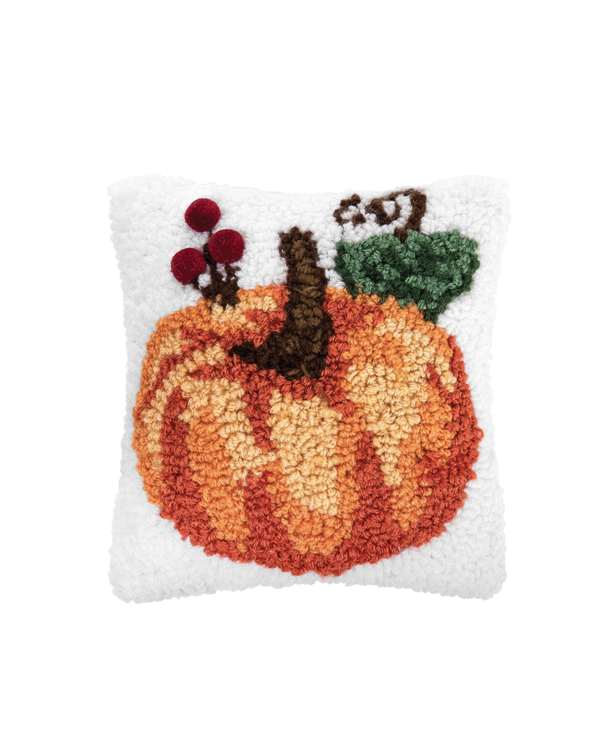 Click here for 8 x 8 Pumpkin Hooked Petite Size Fall Pillow - Ora... prices