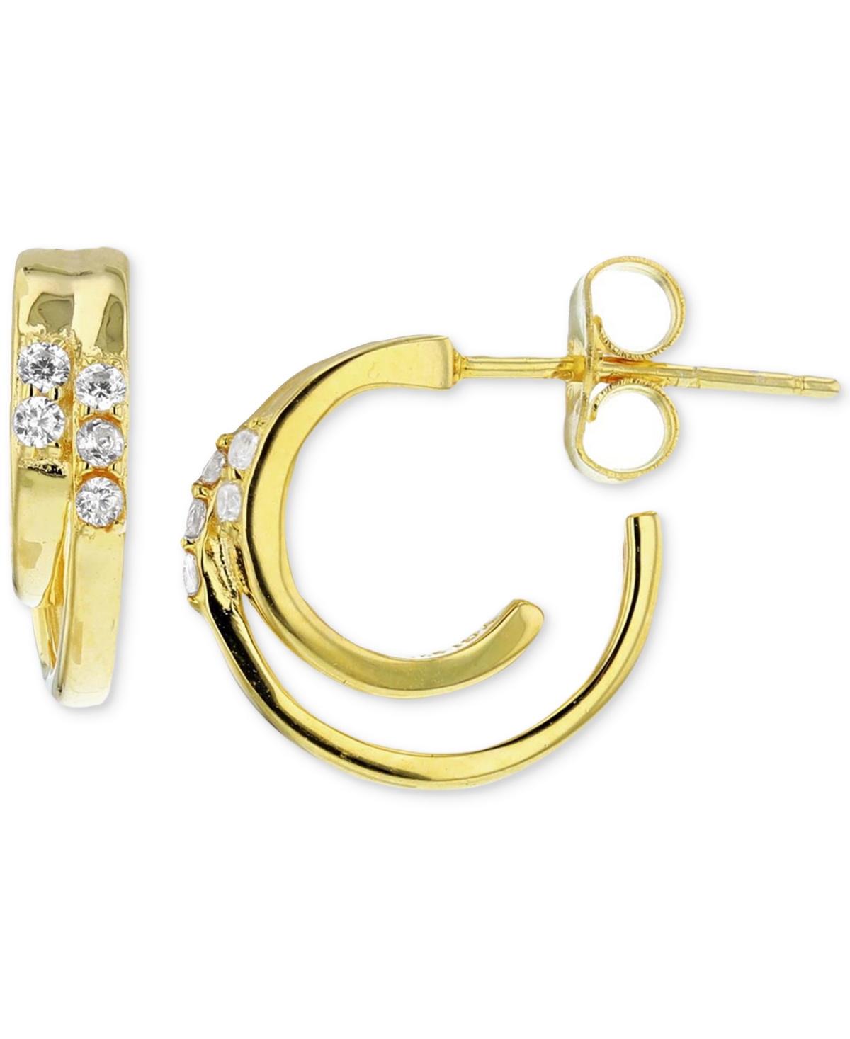 Click here for Cubic Zirconia Small Double Hoop Earrings in 14k G... prices