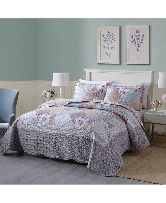 MarCielo 3 Piece Quilt Bedspread Set Bedding Coverlet Set B75 - Queen ...