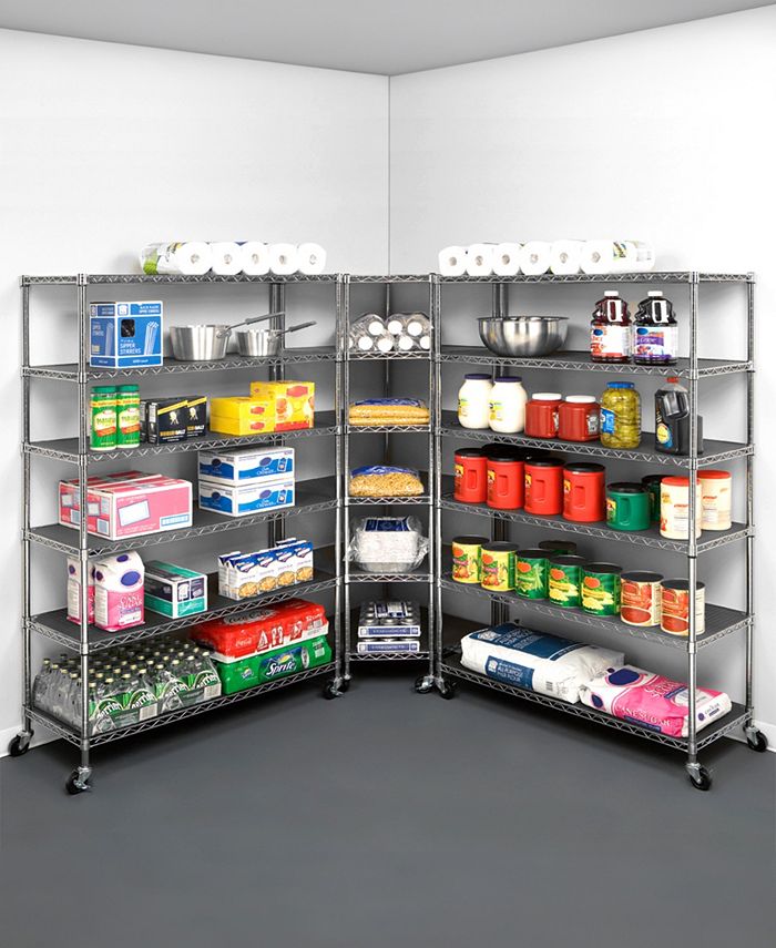 Seville Classics UltraDurable 5-Tier NSF Corner Steel Wire Shelving, 28 ...