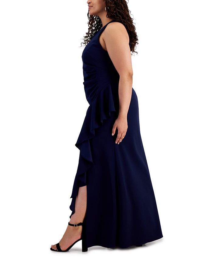 Alex Evenings Plus Size Side-Ruffle Sleeveless Gown - Macy's