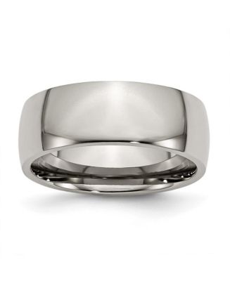 Chisel Titanium Polished 8 mm Half Round Wedding Band Ring - Macy's
