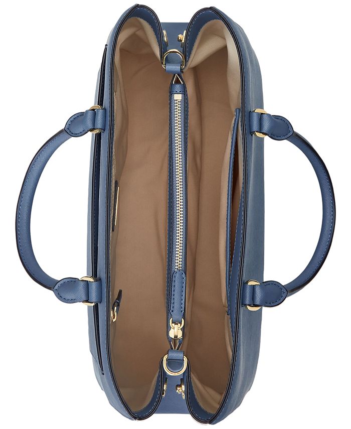 Lauren Ralph Lauren Crosshatch Leather Large Hanna Satchel - Macy's