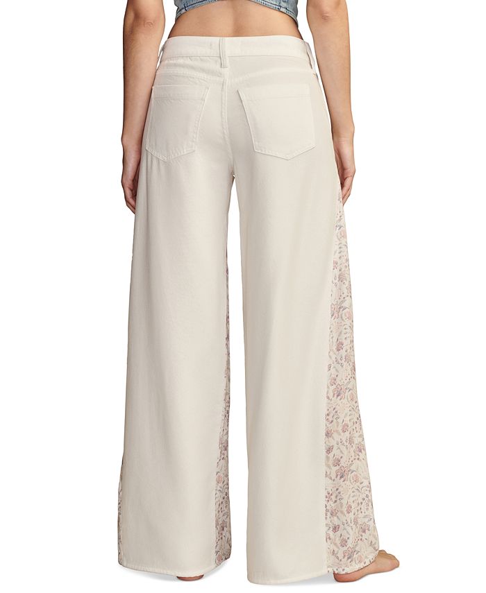 Lucky Brand Women's High Rise Floral-Inset Palazzo Jeans - Macy's