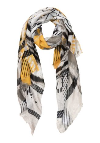 Olsen Mixed Print Scarf with Frayed Edge Trim - Macy's