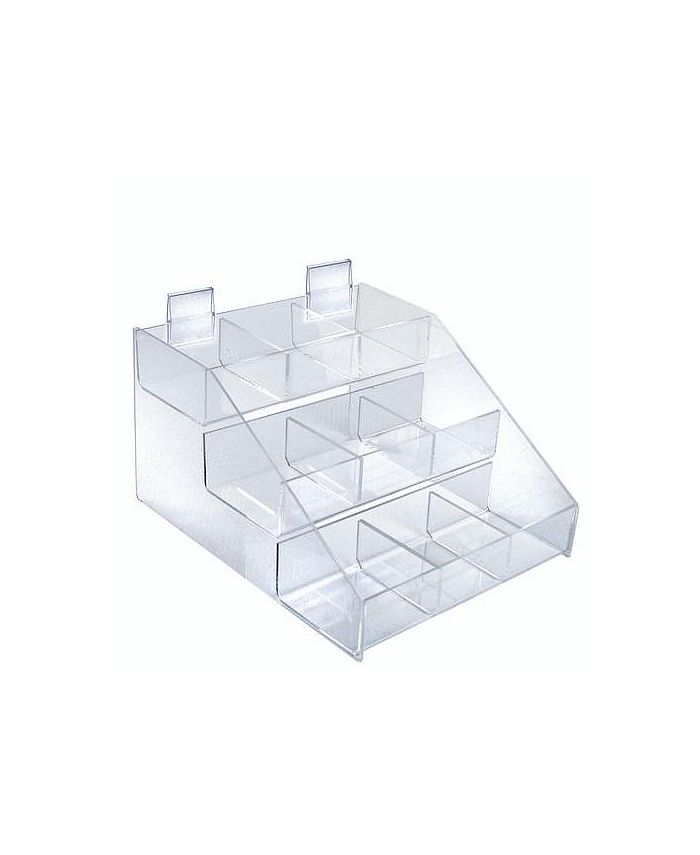 Azar Displays Three-Tier Shelf, 9 Compartment Counter Step Display, 12 ...