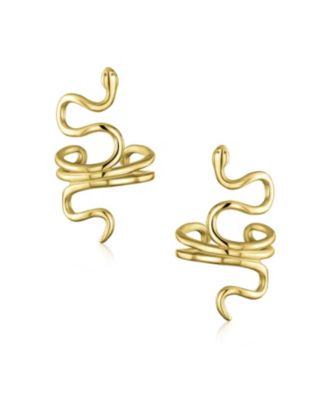 Bling Jewelry Helix Climber Crawler Snake Serpent Clip On Wrap Wire Cartilage Lobe Ear Cuff Earrings Men Non Pierced Ear Gold Plated Sterling Silver P
