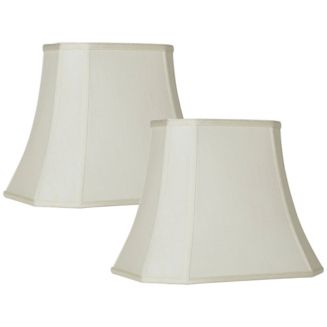 Imperial Shade Set of 2 Creme Medium Cut Corner Rectangular Lamp Shades ...