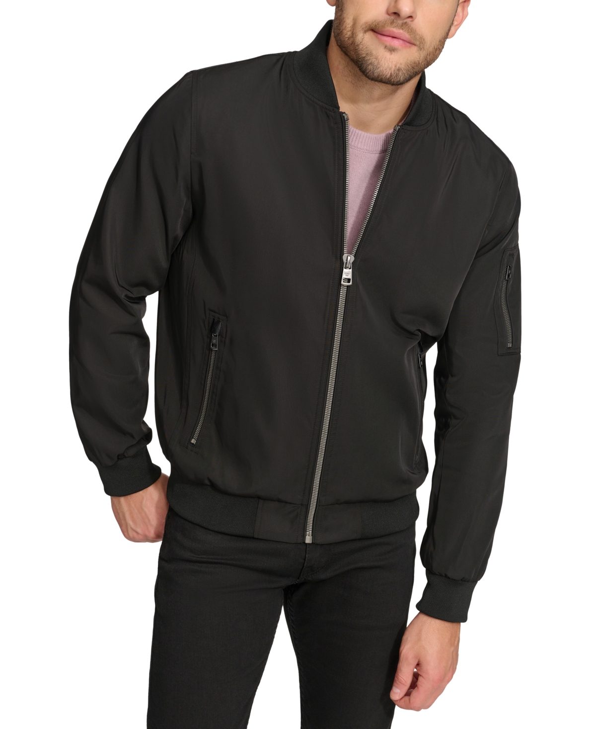 Click here for Calvin Klein Mens Solid-Color Zipper Flight Jacket... prices
