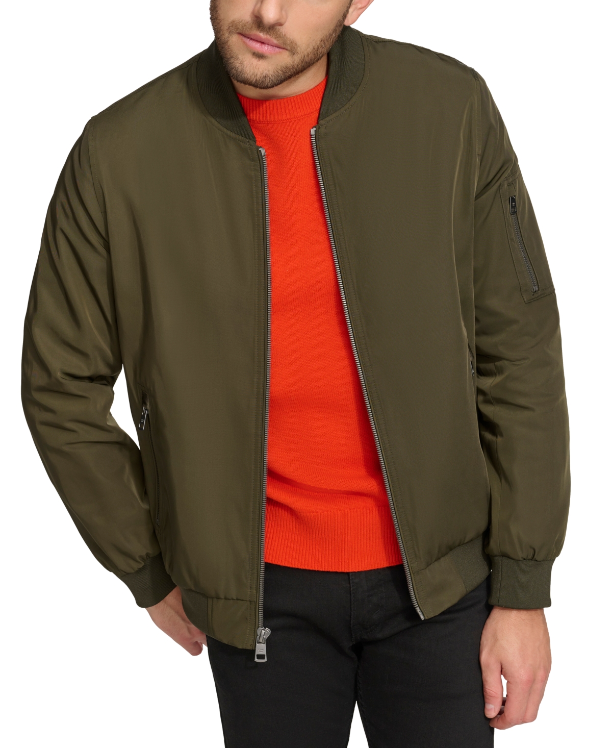 Click here for Calvin Klein Mens Solid-Color Zipper Flight Jacket... prices