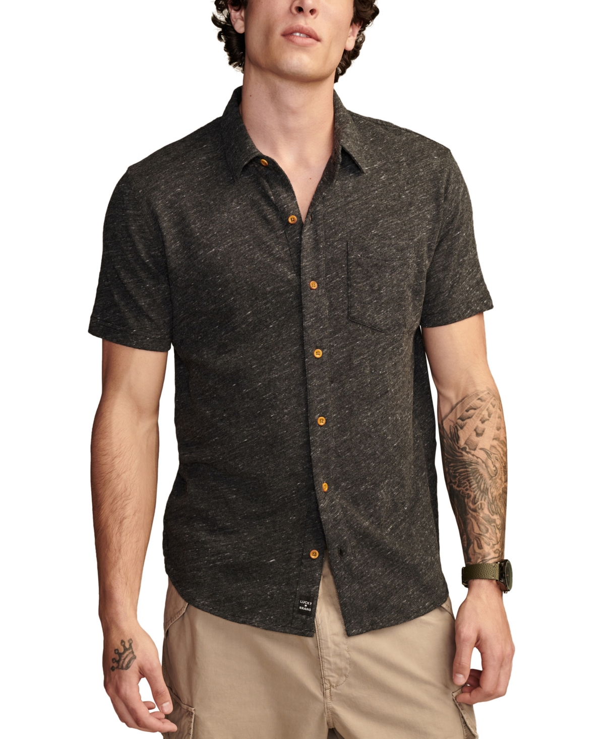 Click here for Lucky Brand Mens Linen Short Sleeve Button Down Sh... prices