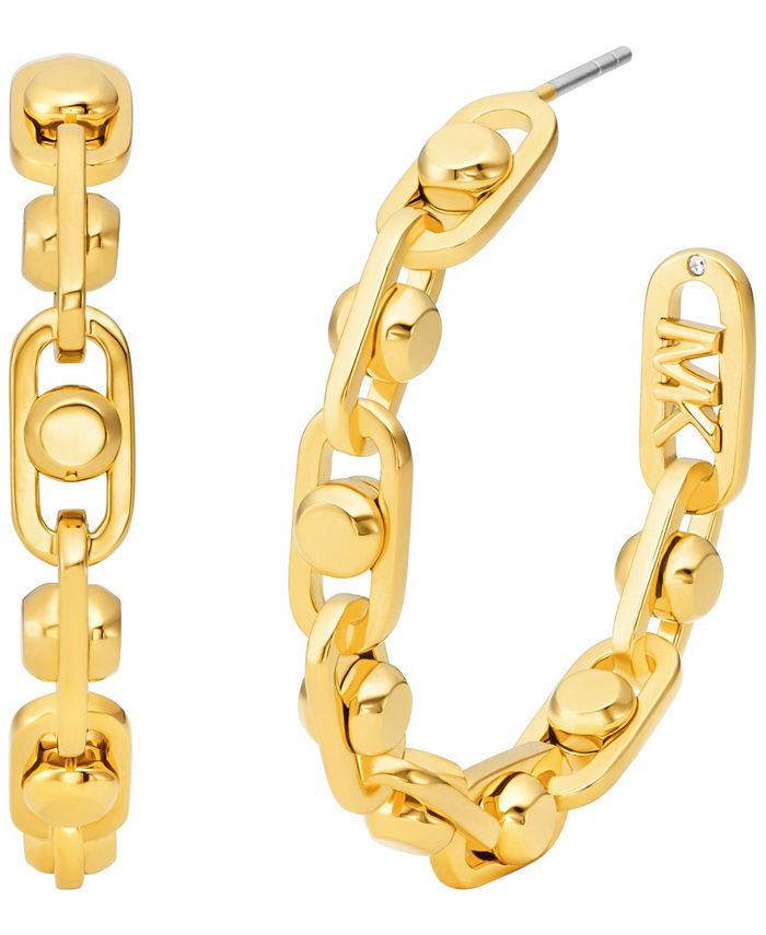 Michael Kors Gold-Tone or Silver-Tone Astor Link Hoop Earrings - Macy's