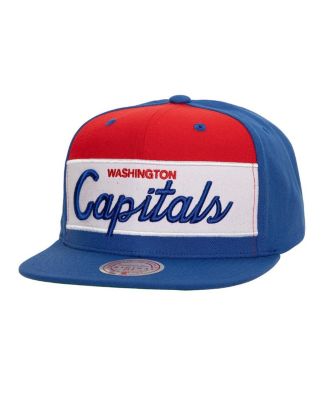 Men's Mitchell & Ness Blue Distressed Washington Capitals Retro Script ...