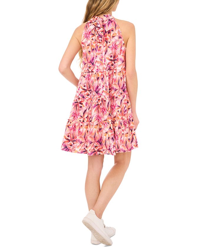 CeCe Women's Halter Tiered Ruffle Cotton Mini Dress - Macy's
