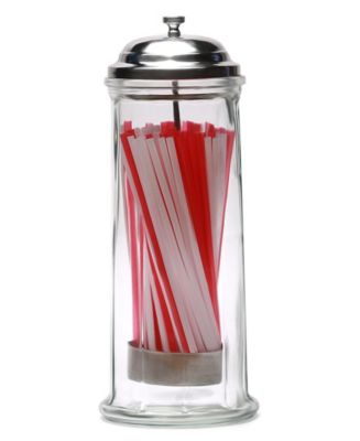 Circleware Clear Glass Straw Holder with Chrome Color Lid - Macy's