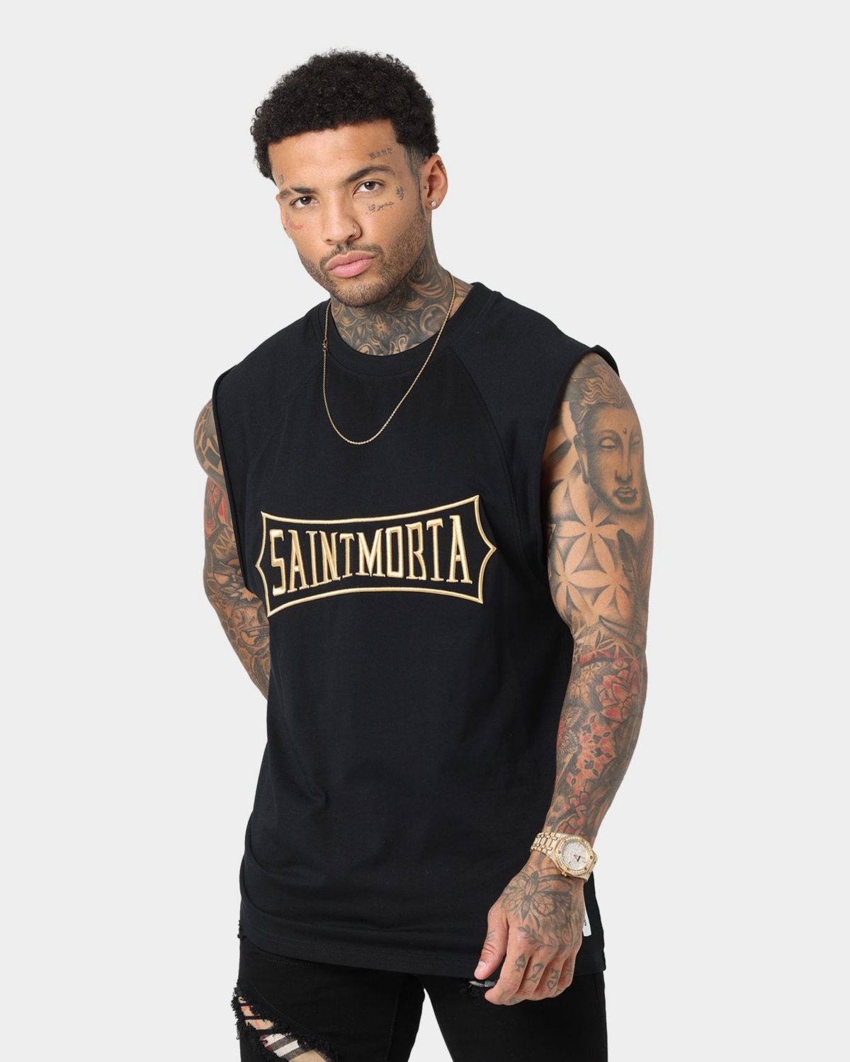 Click here for Mens Ceremony Raglan Muscle Tee - Black/gold prices