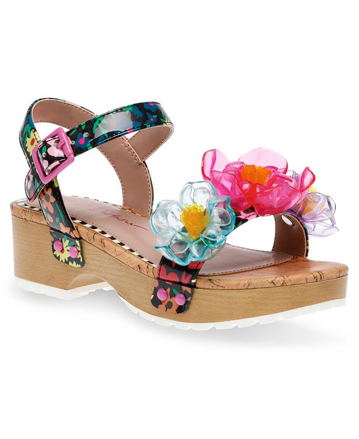 Betsey Johnson Little and Big Girls Oakly Clog Sandals with Flower ...