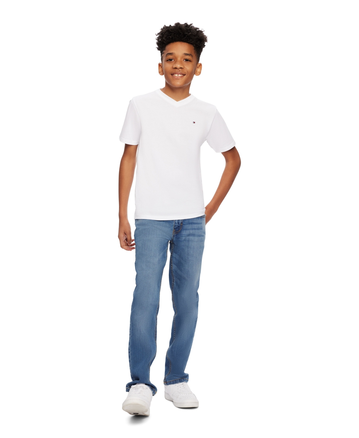 Click here for Tommy Hilfiger Big Boys Solid Embroidered Logo V-N... prices