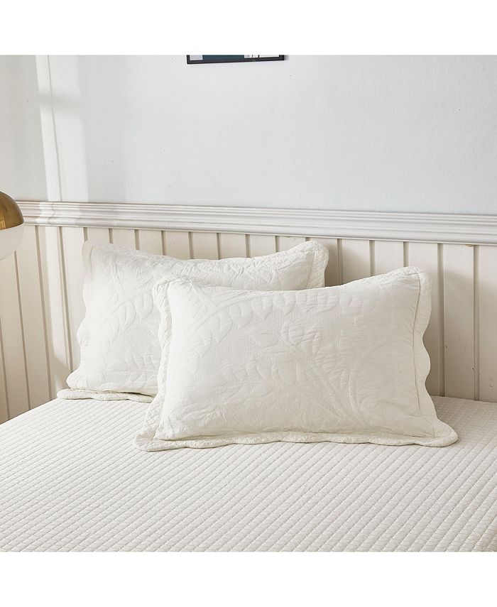MarCielo 100% Cotton Embroidered Quilted Pillow Shams - King - Macy's
