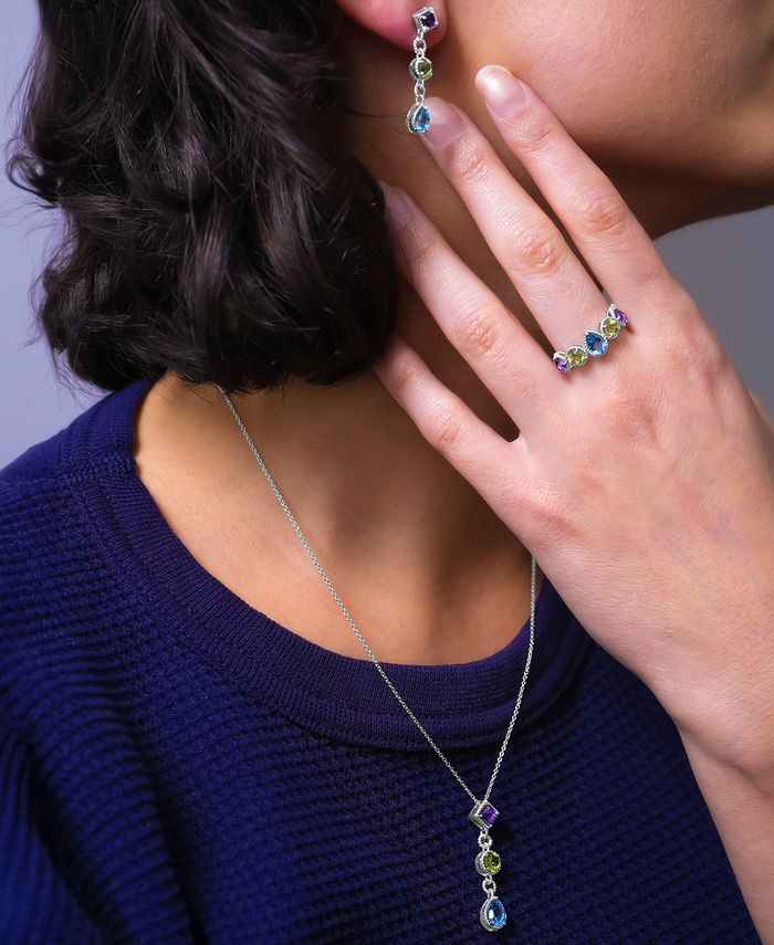 Macy's Multi-Gemstone (1 ct. t.w.) 18" Lariat Necklace in Sterling ...