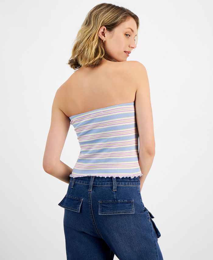 Rebellious One Juniors' Striped Lettuce Edge Tube Top - Macy's