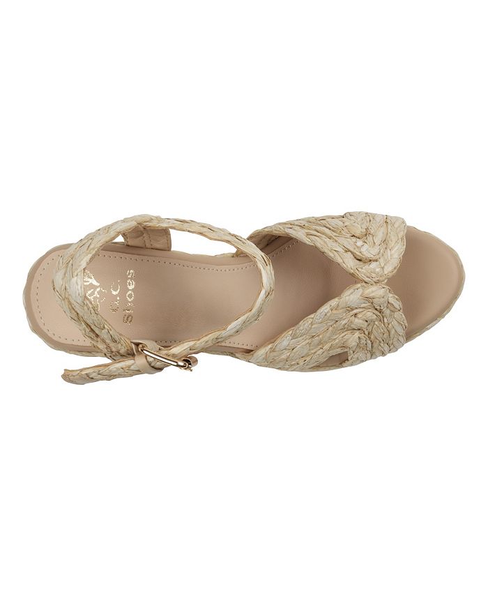 GC Shoes Women's Maya Raffia Platform Wedge Sandals - Macy's