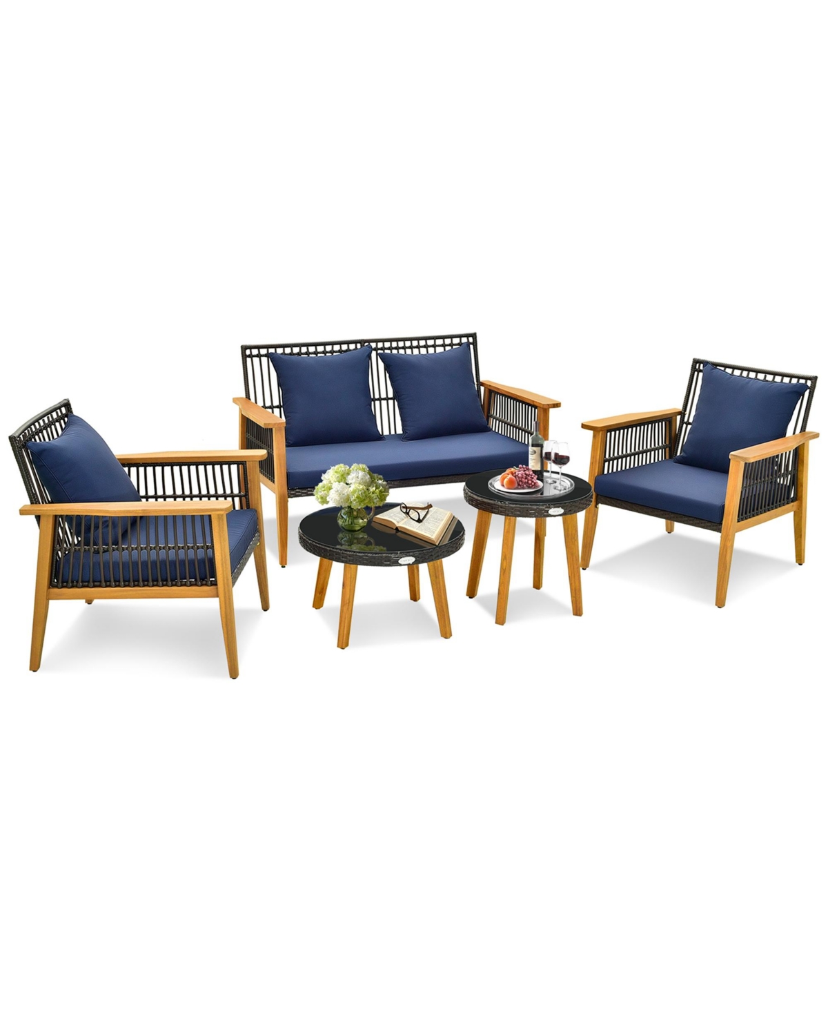 Click here for Costway 5PCS Outdoor Rattan Woven Conversation Set... prices