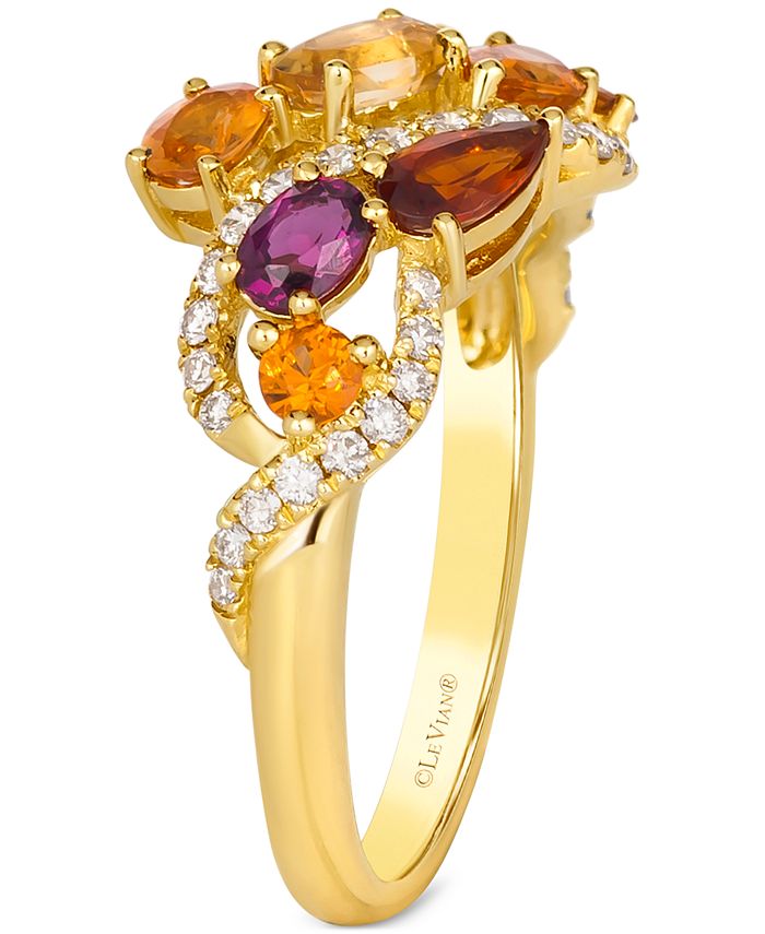 Le Vian Multi-Gemstone (1-1/2 ct. t.w.) & Vanilla Diamond Ring (1/3 ct. t.w.) in 14k Gold - Macy's