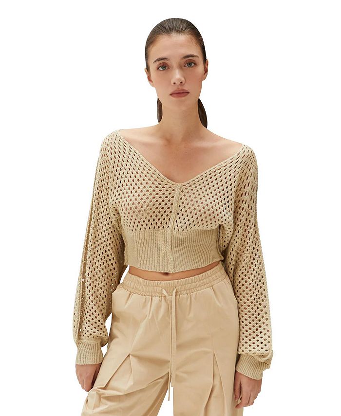 CRESCENT Women's Meghan Crop Dolman Netted Top - Macy's