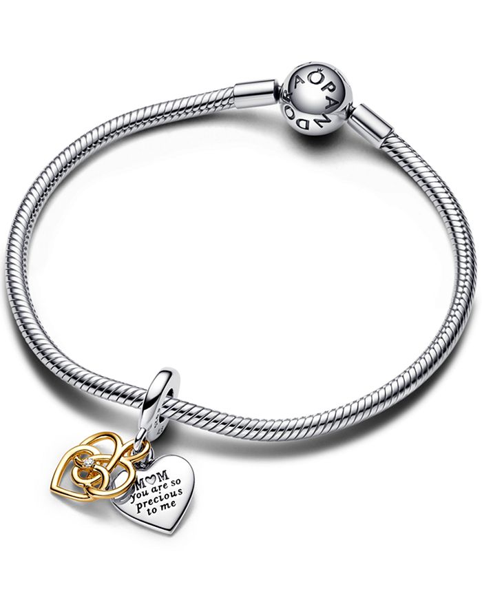 Pandora Lab-Grown Diamond Engravable Mom Double Dangle Charm - Macy's