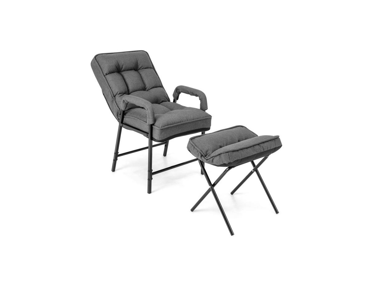 Click here for Linen Fabric Modern Accent Chair with Ottoman and... prices