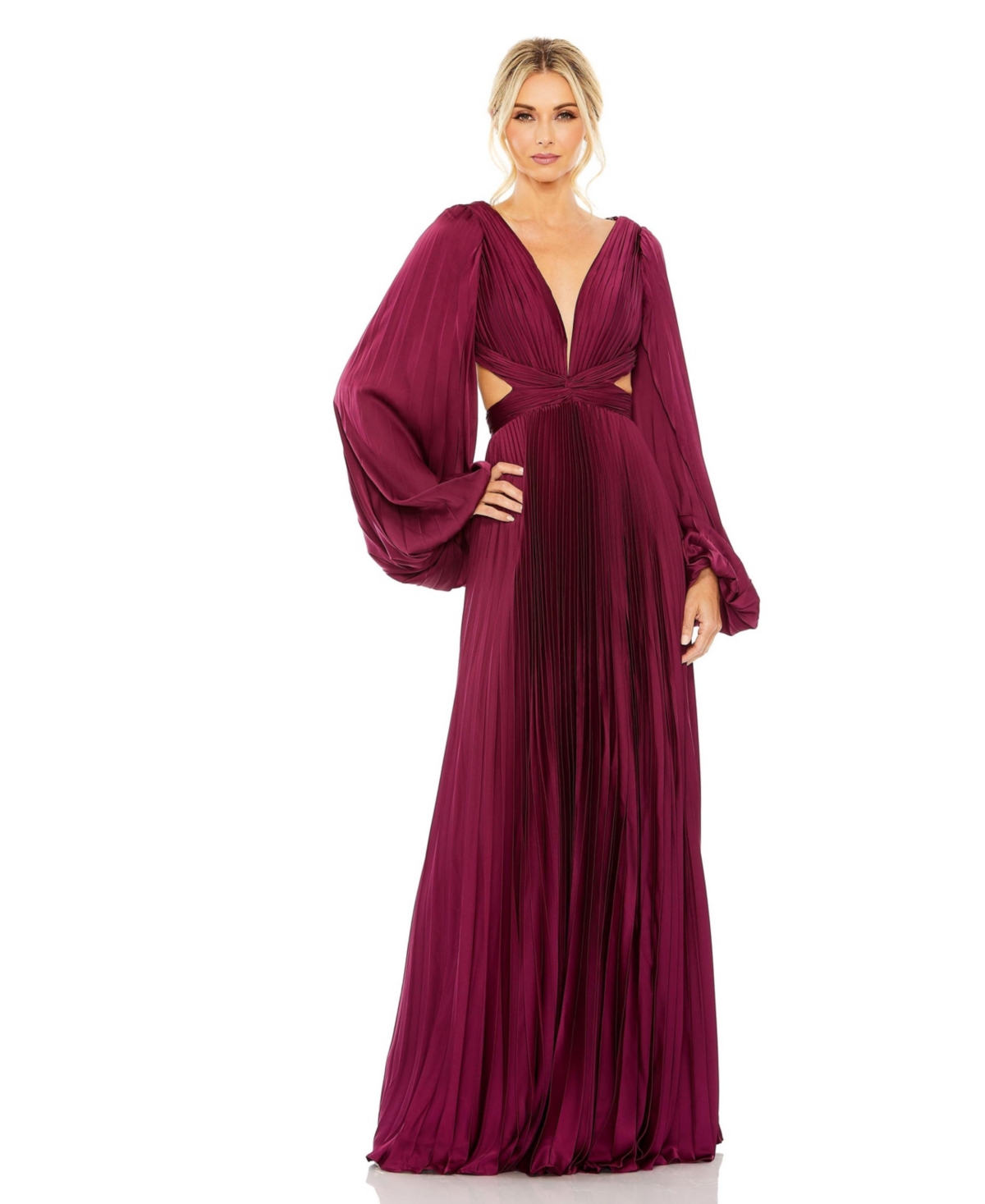 Click here for Mac Duggal Womens Ieena Long Sleeve Cut Out Gown -... prices