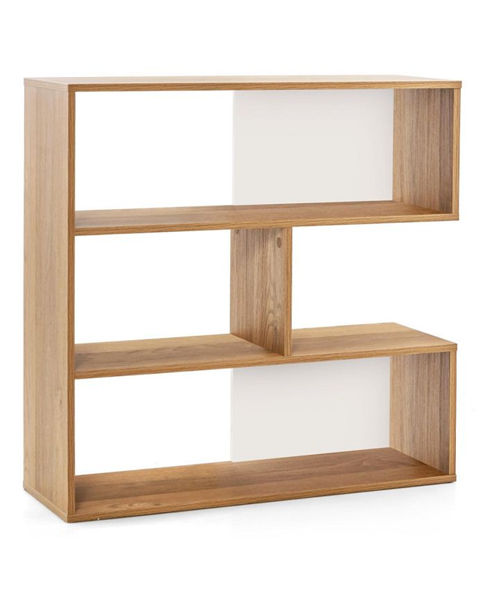 Slickblue Concave Bookshelf 3-Shelf Open Bookcase with Anti-Toppling ...