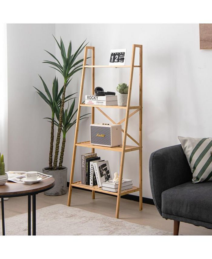 Slickblue 58 Inch 4-Tier Wicker Ladder Bookshelf - Macy's