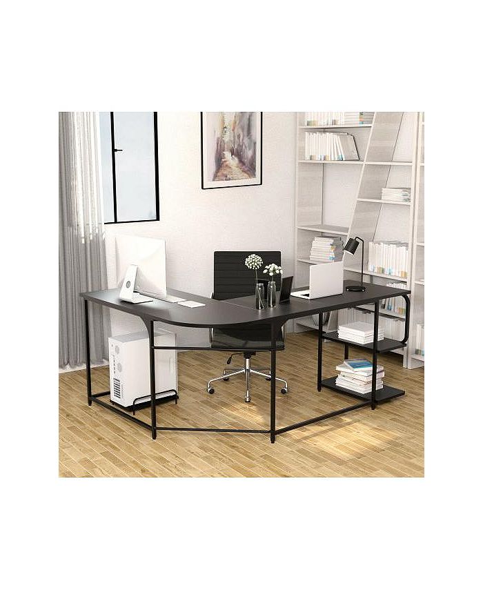 Slickblue Reversible L-Shaped Computer Study Table with Shelves - Macy's