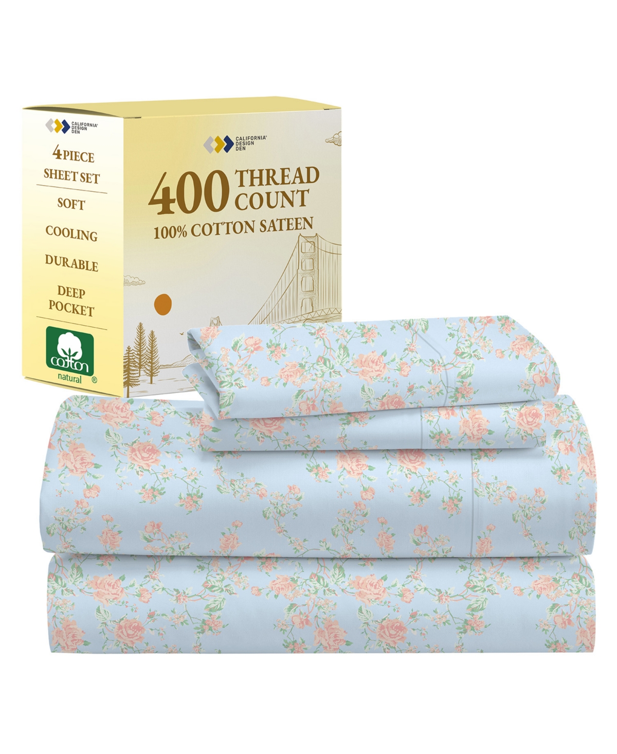Click here for 400 Thread Count 100 Cotton Printed Sheet Set - Ca... prices