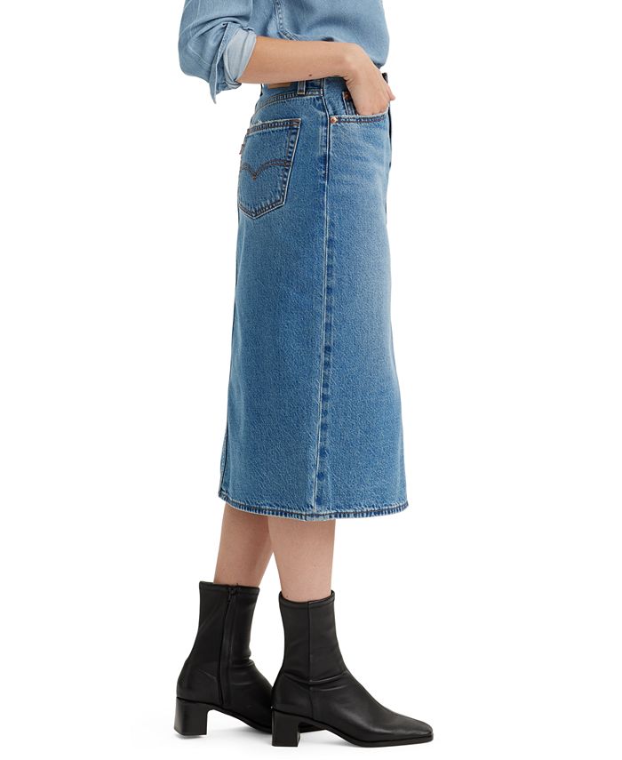 Levi's Women's Side-Slit Denim Midi Skirt - Macy's