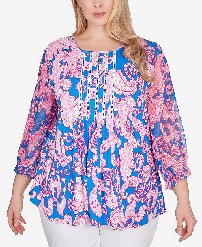 Ruby Rd. Plus Size Bright Paisley Knit Top - Macy's