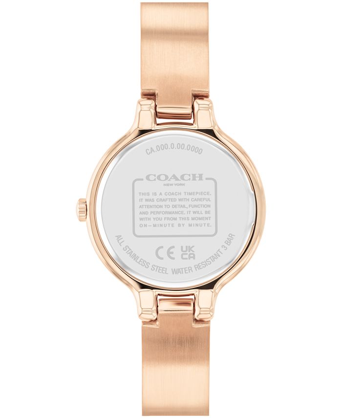 COACH Women's Chelsea Gold-Tone and Light Pink Signature C Bangle Watch ...