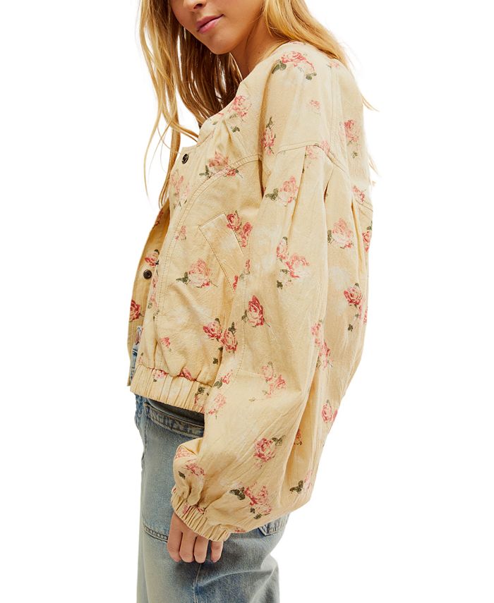 Free People Women's Cotton Rory Rose-Print Bomber - Macy's