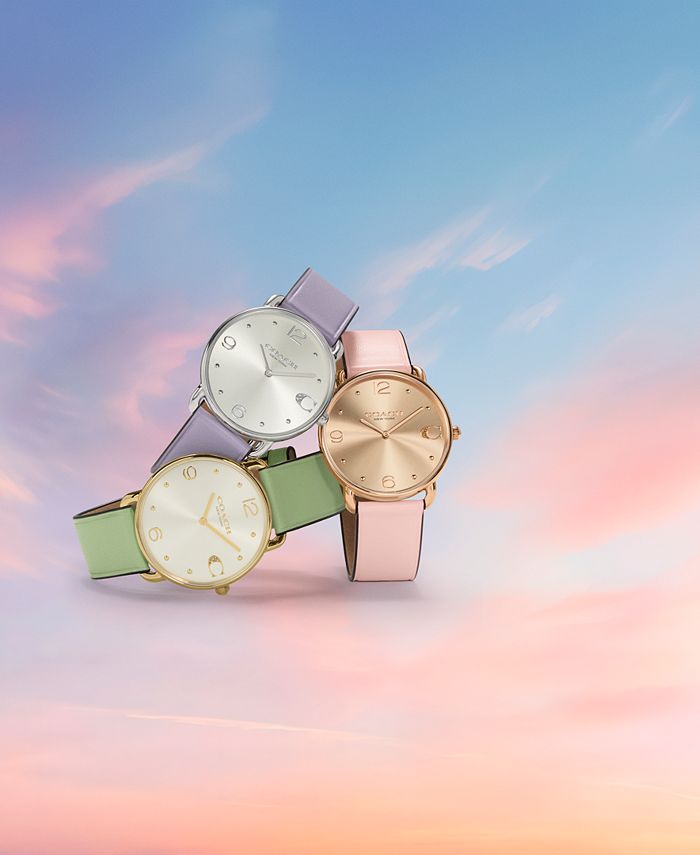 COACH Women's Elliot Green Leather Watch 36mm - Macy's