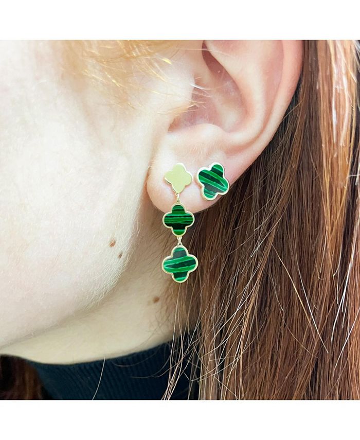 The Lovery Malachite Graduating Clover Dangle Earrings - Macy's