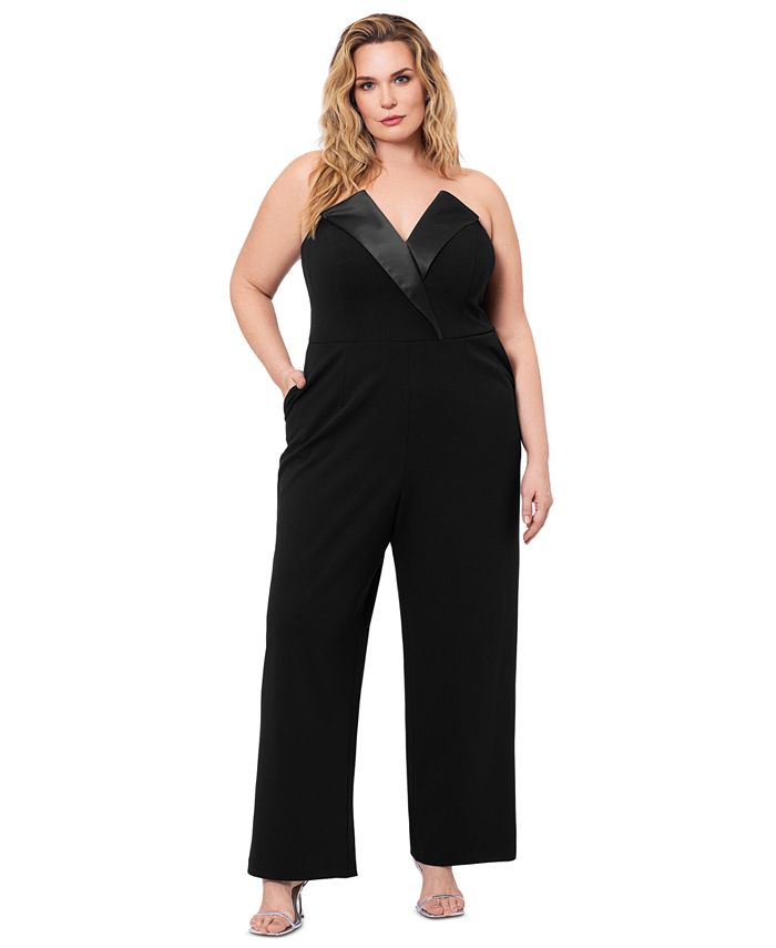 Plus Size Tuxedo Jumpsuit