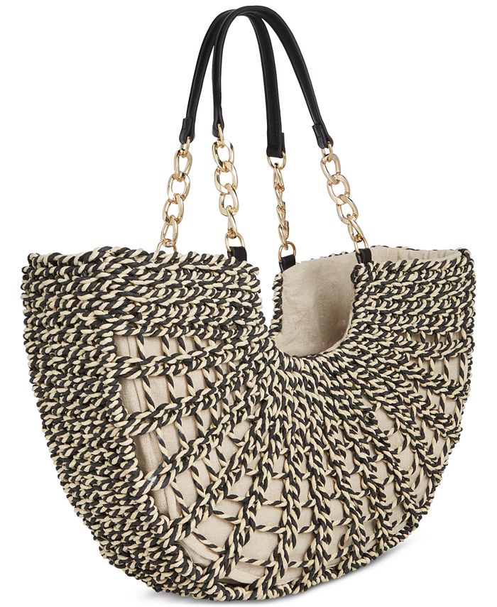 I.N.C. International Concepts Ivah Extra-Large Woven Straw Chain Tote ...